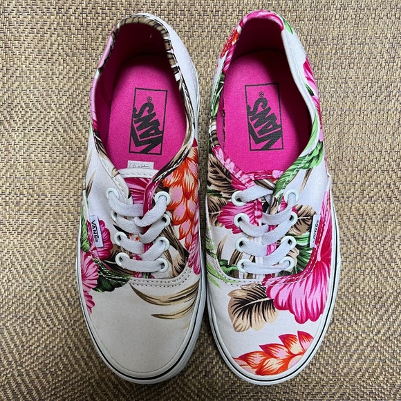 Vans | Shoes | Vans Tropical Hibiscus White Authentic | Poshmark